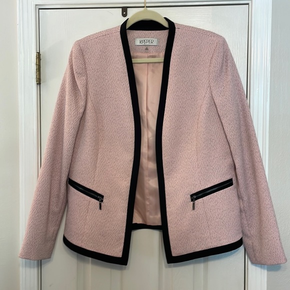 Kasper | Jackets & Coats | Light Pink Kasper Tweed Blazer With Black ...
